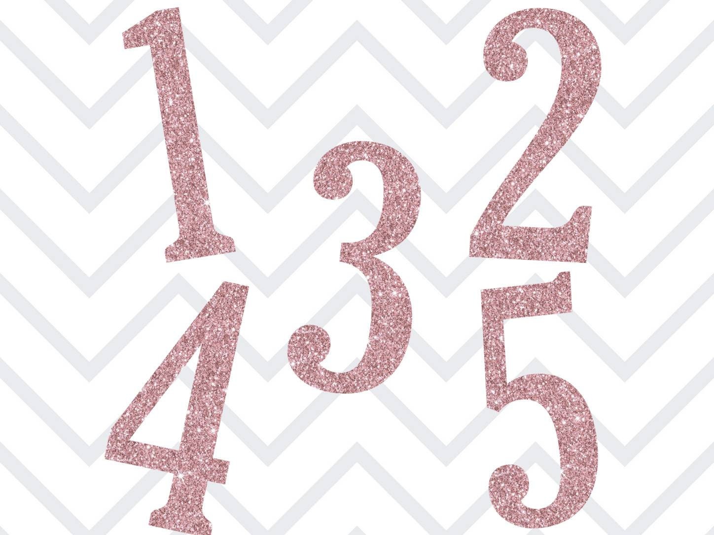 Rose Gold Glitter Numbers glitter number clipart glitter | Etsy