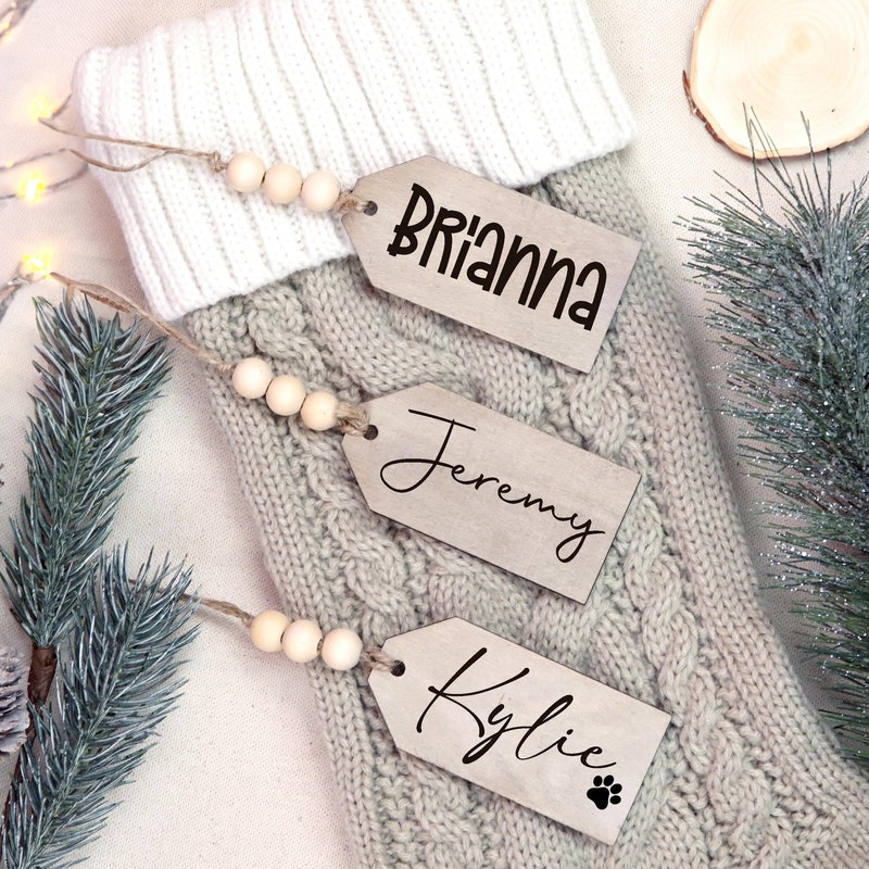 Stocking Name Tag - Etsy