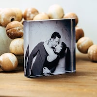 Wooden Photo Block With Custom Message, Personalised Photo Gift, Photo ...