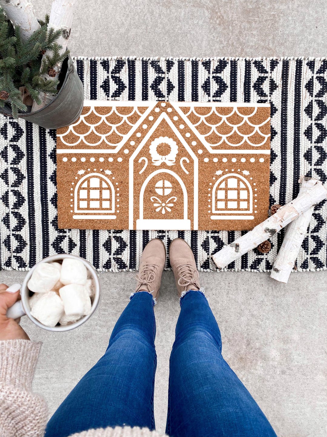 Gingerbread House Christmas Doormat: Holiday Home Decor - Etsy