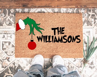Grinch Christmas Door Mat - Etsy