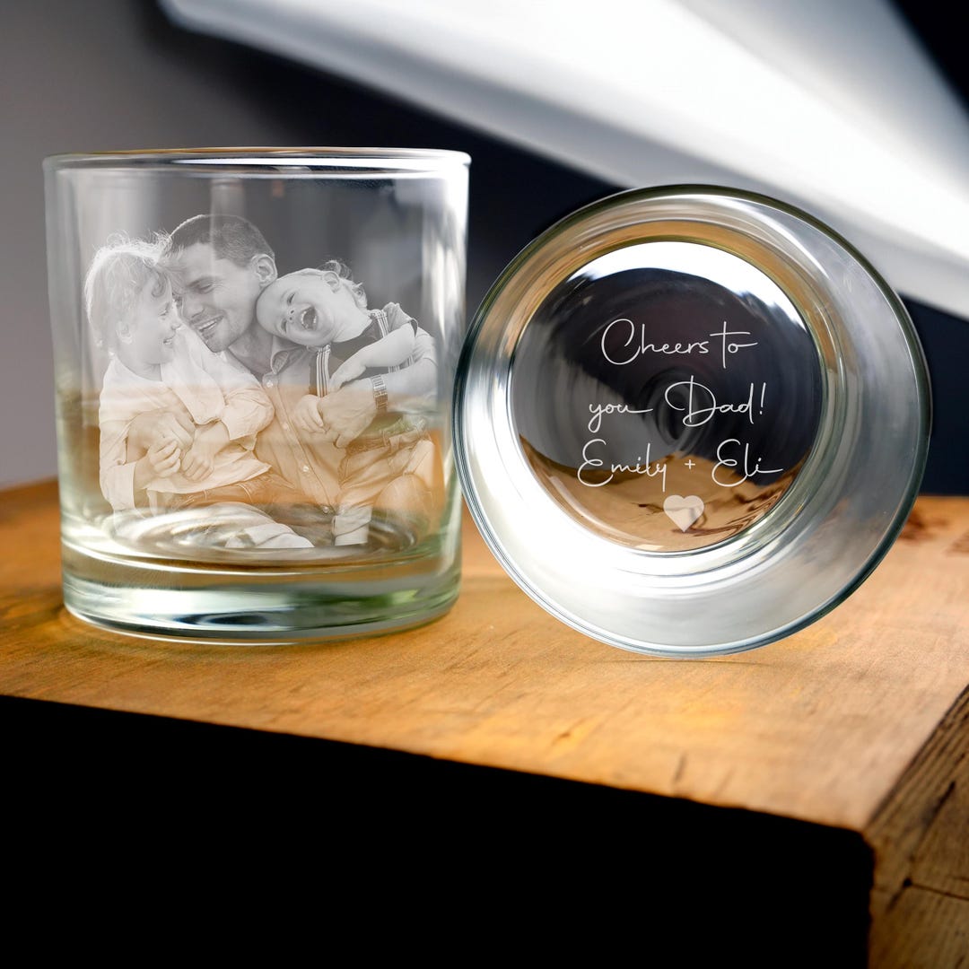 Custom Father's Day Gift for Dad, Engraved Photo on Whiskey Glass ...
