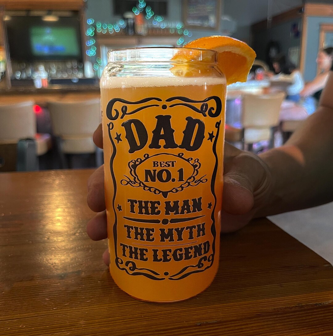 Dad Beer Can Glass, Dad Man Myth Legend, Beer Glass, Father Day Gift ...