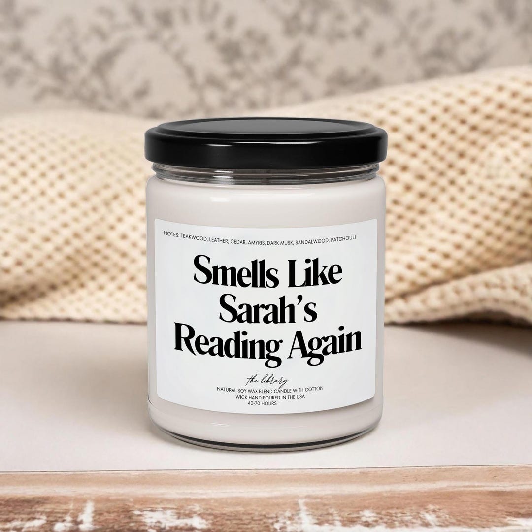 Book Candle, Reader Gift, Smells Like She's Reading Again, Pronoun ...
