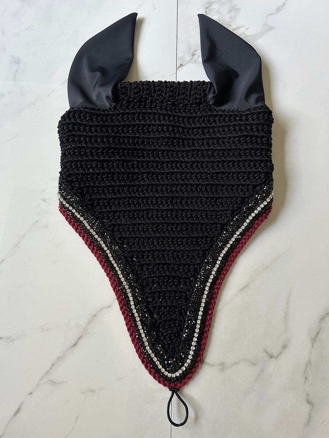 Horse Bonnet in Black and Burgundy With Rhinestones - Etsy