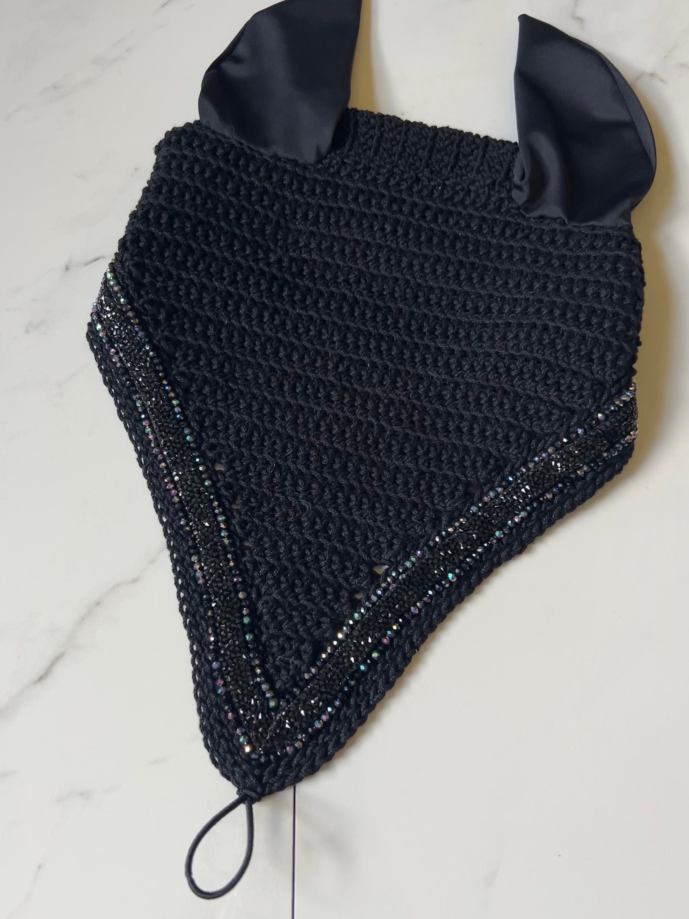 Equiears Horse Bonnet in Black With Black AB Crystal - Etsy