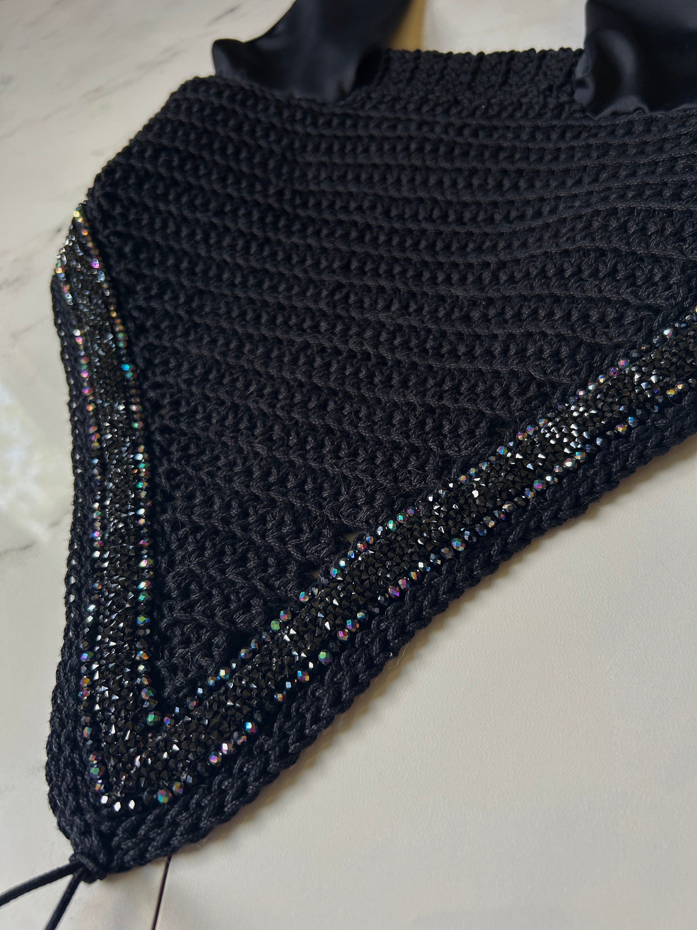 Equiears Horse Bonnet in Black With Black AB Crystal - Etsy