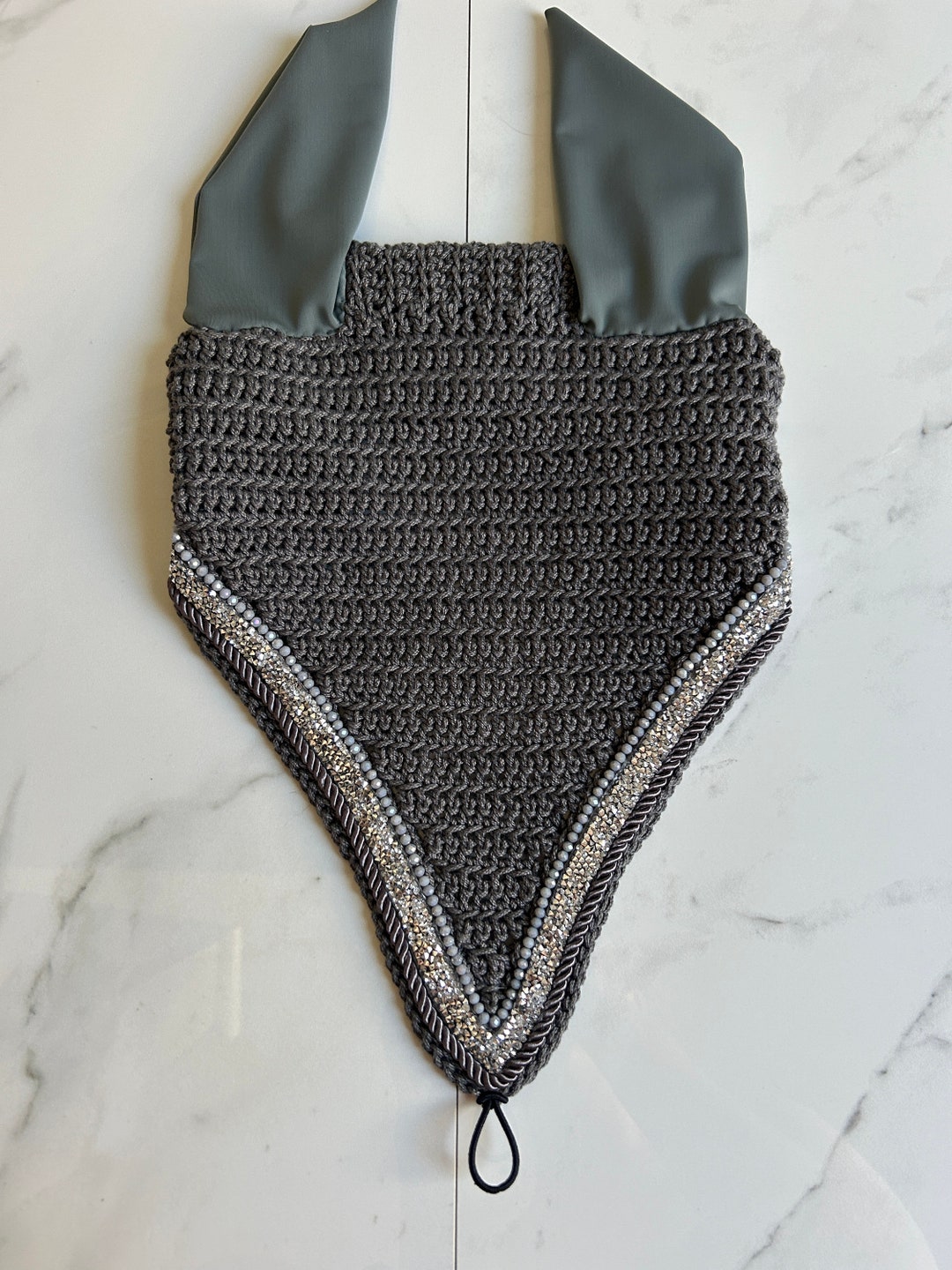 Horse Ear Bonnet in Charcoal With Grey Bling - Etsy
