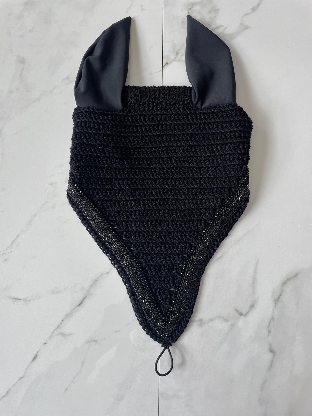 Horse Bonnet in Black With Black Bling - Etsy