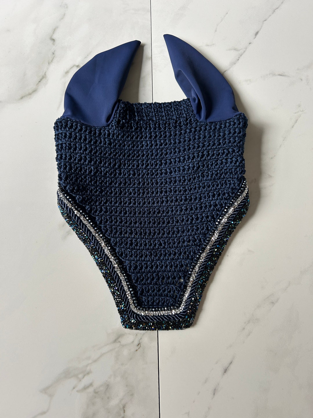 Horse Bonnet in Navy With Navy and Silver Details - Etsy