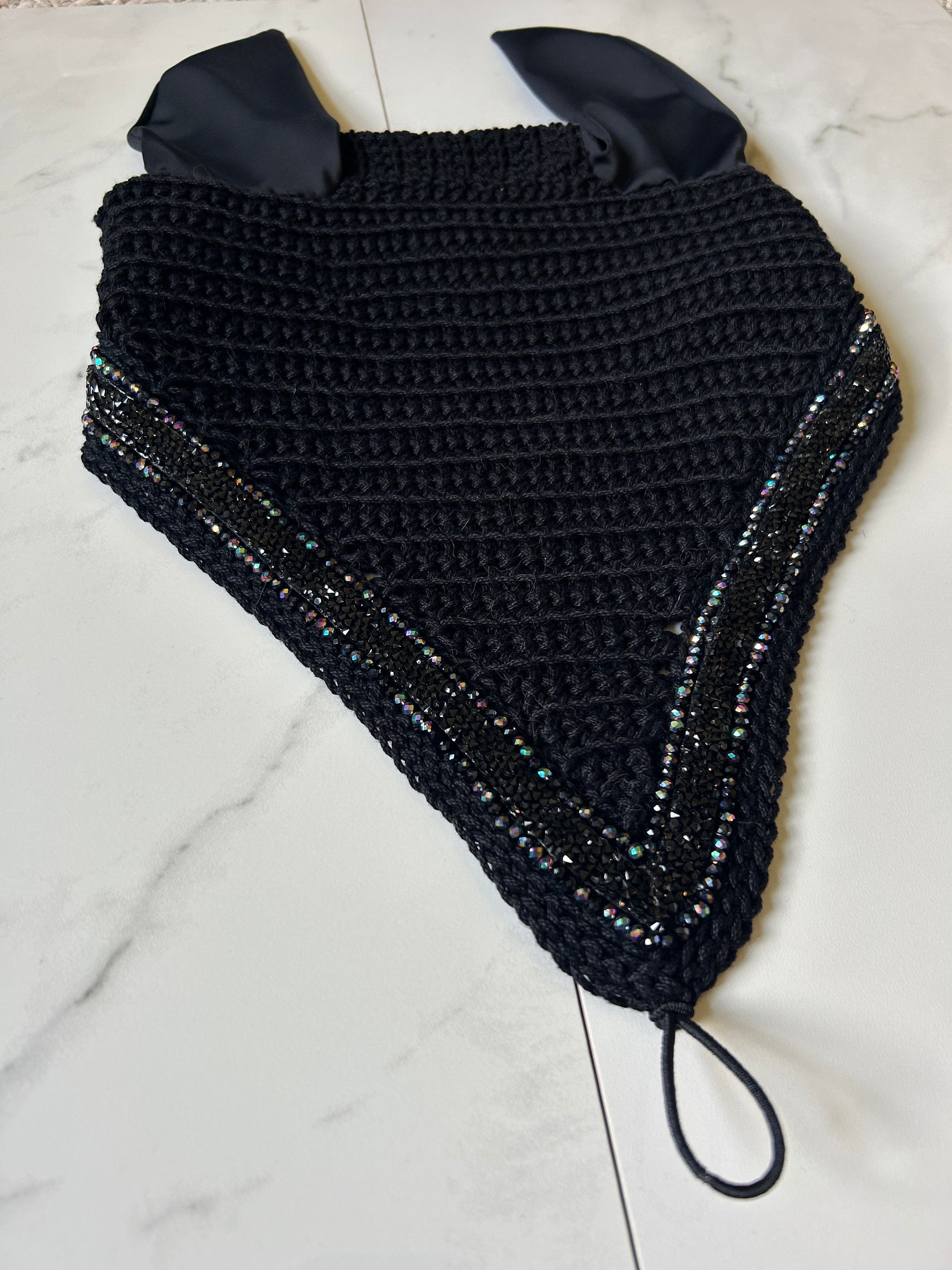 Equiears Horse Bonnet in Black With Black AB Crystal - Etsy