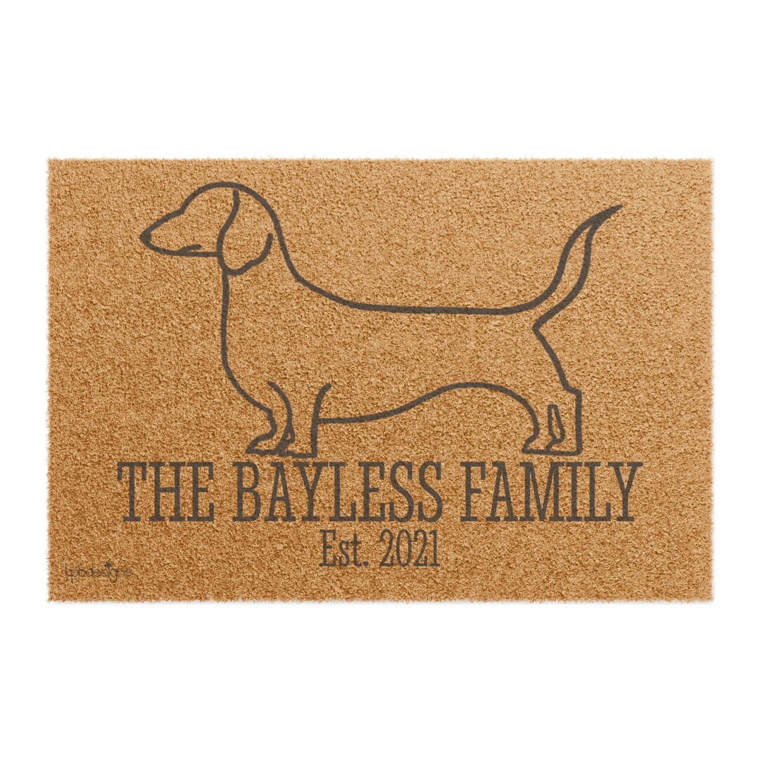 Line Dachshund Drawing Personalized Doormat Single Black - Etsy