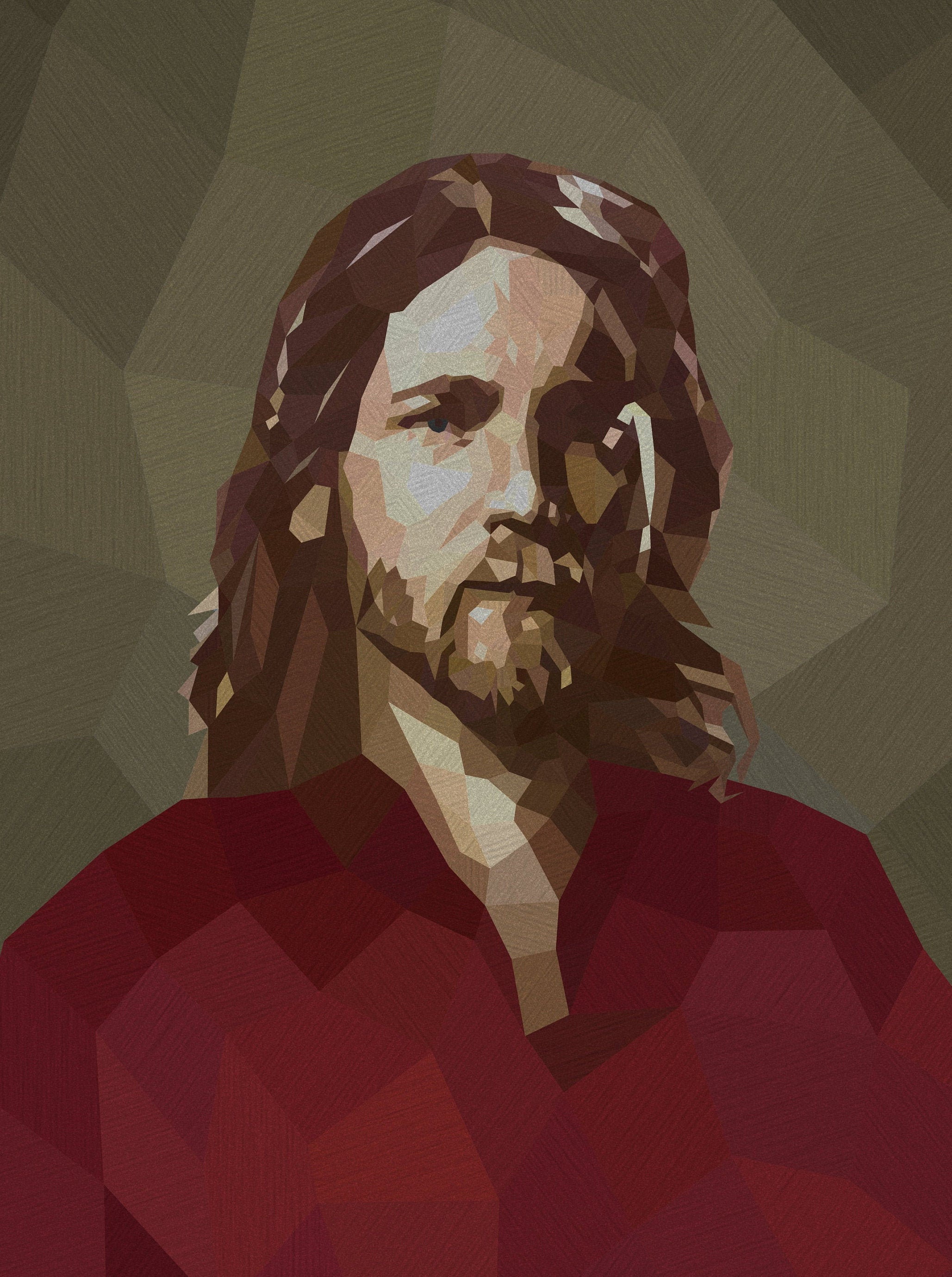 Jesus Portrait Contemporary Low Poly Art Christian Wall Decor Geometric ...