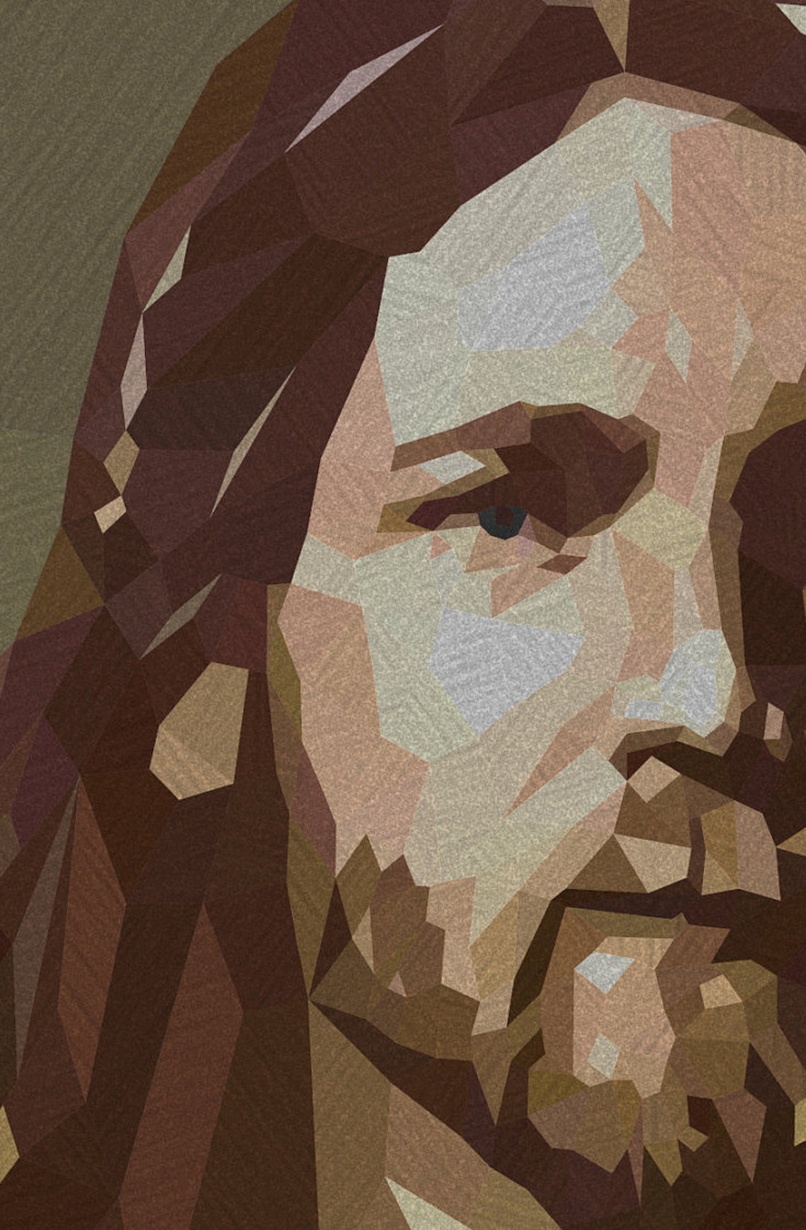 Jesus Portrait Contemporary Low Poly Art Christian Wall Decor Geometric ...