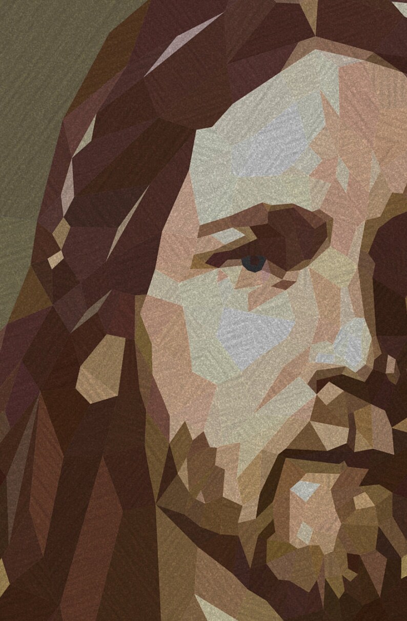 Jesus Portrait Contemporary Low Poly Art Christian Wall Decor Geometric ...