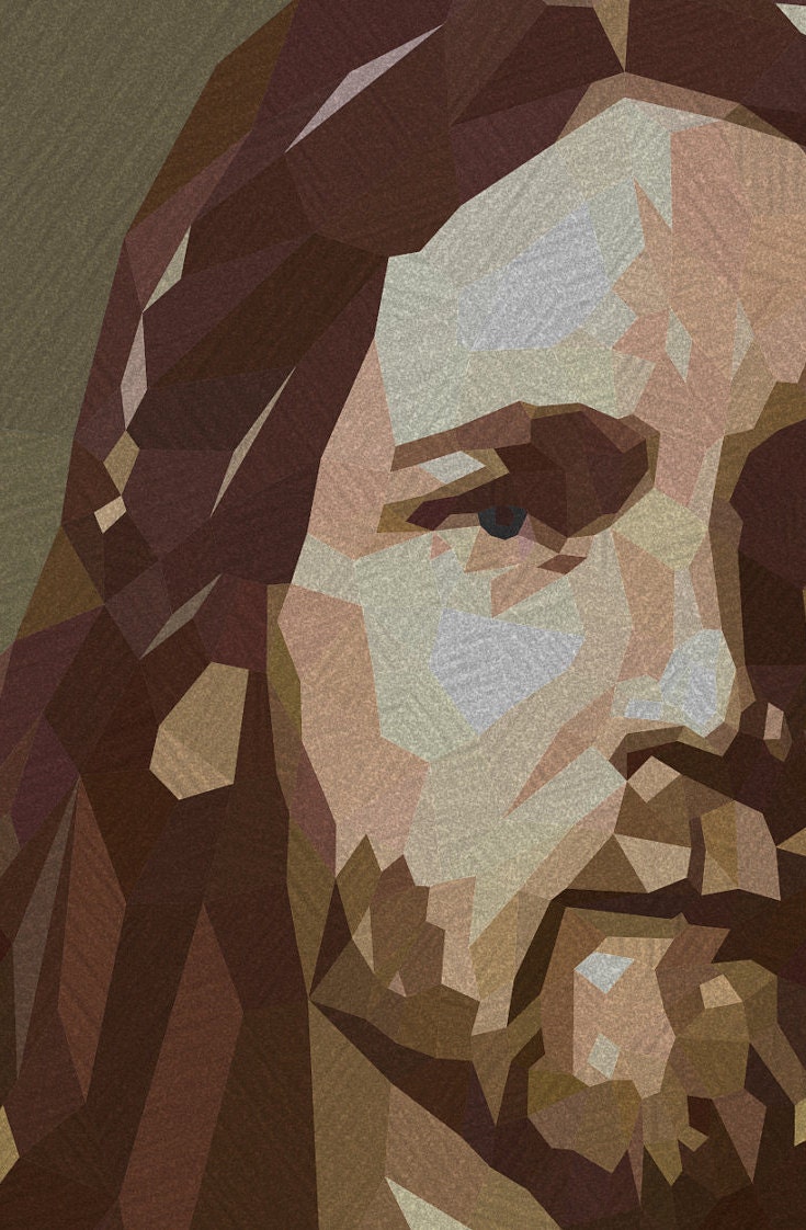 Jesus Portrait Contemporary Low Poly Art Christian Wall Decor Geometric ...