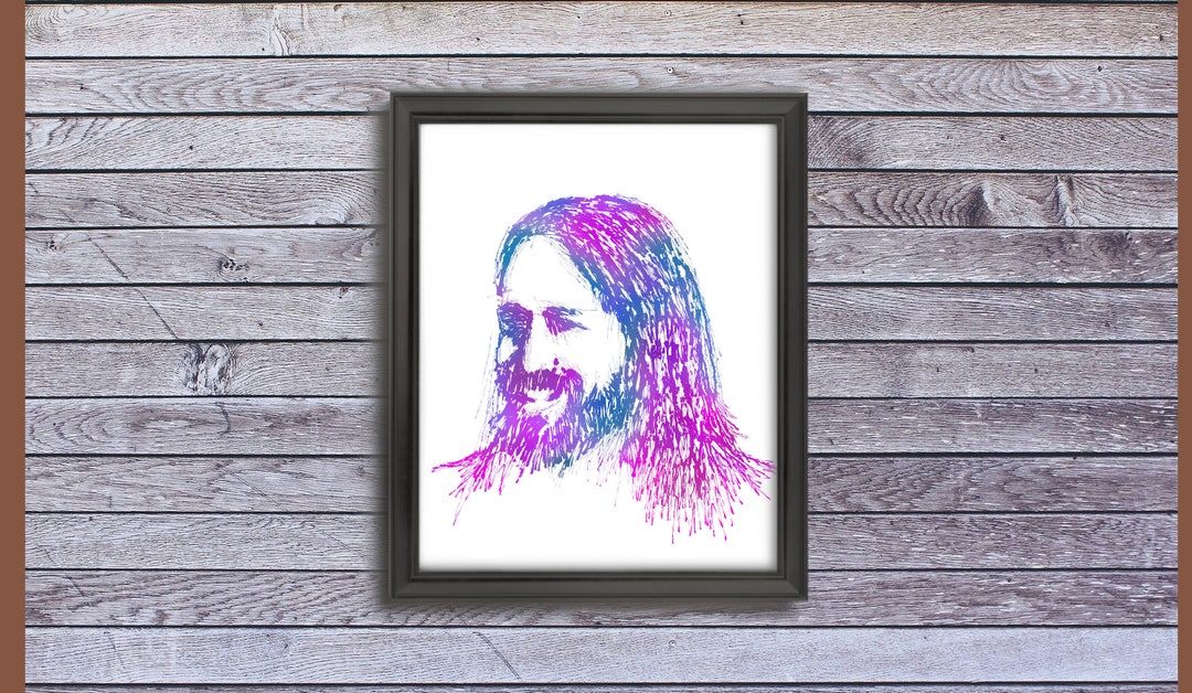 Jesus Smiling Colorful Drawing Happy Savior Christian Abstract Art ...