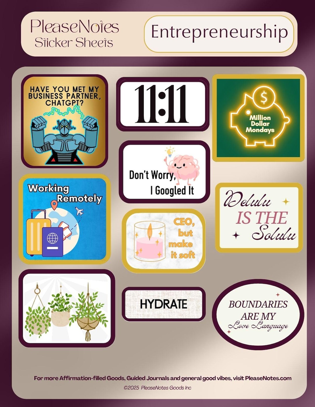 Entrepreneurship Themed Sticker Sheet - Etsy