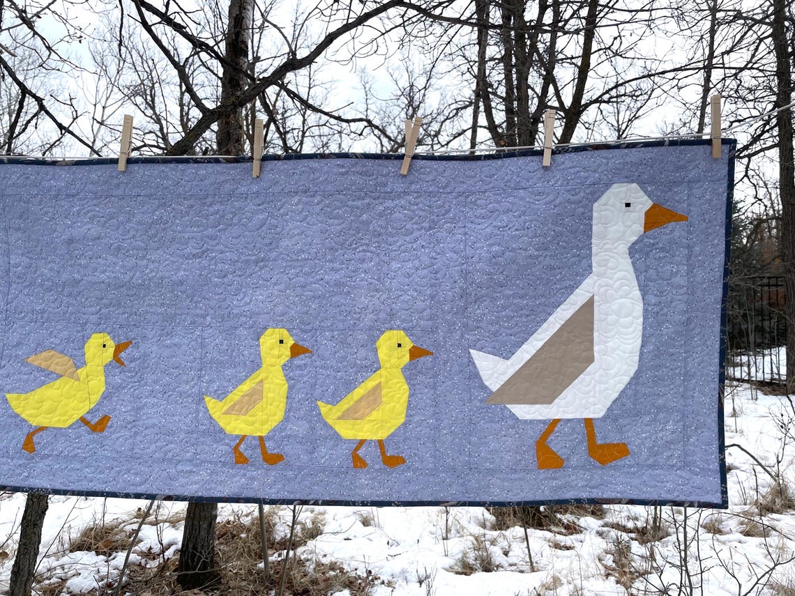 Quilted Duck Table Runner or Wallhanging, 20 X 59 Inches, Handmade - Etsy
