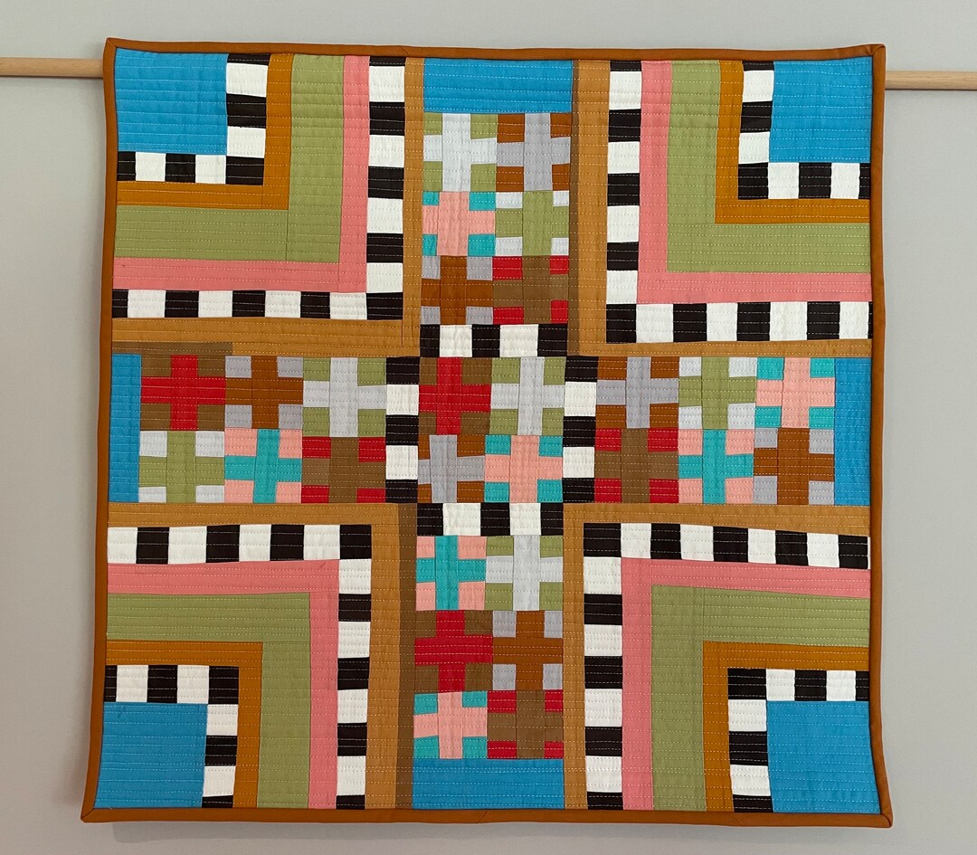 Geometric Art Quilt, Quilted Wall Hanging With Hanging Sleeve, 22 ...