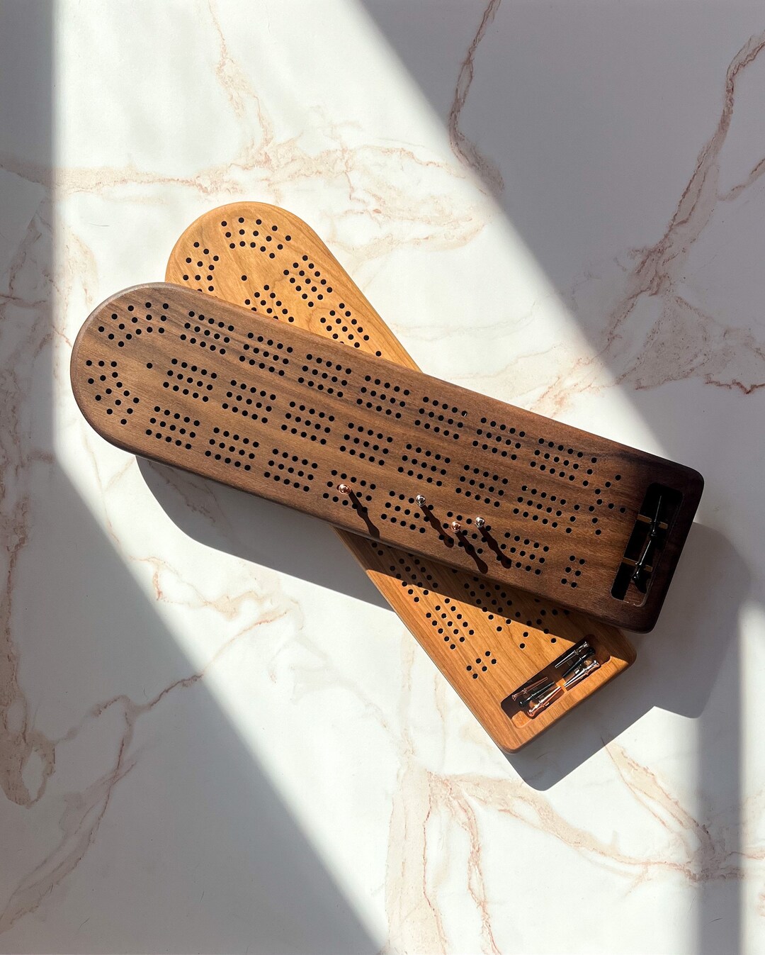Cribbage Board With Magnetic Peg Storage - Etsy