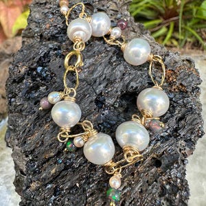 South Sea Pearl, Akoya Pearl, and Gemstone (ethiopian Opal) Charm ...