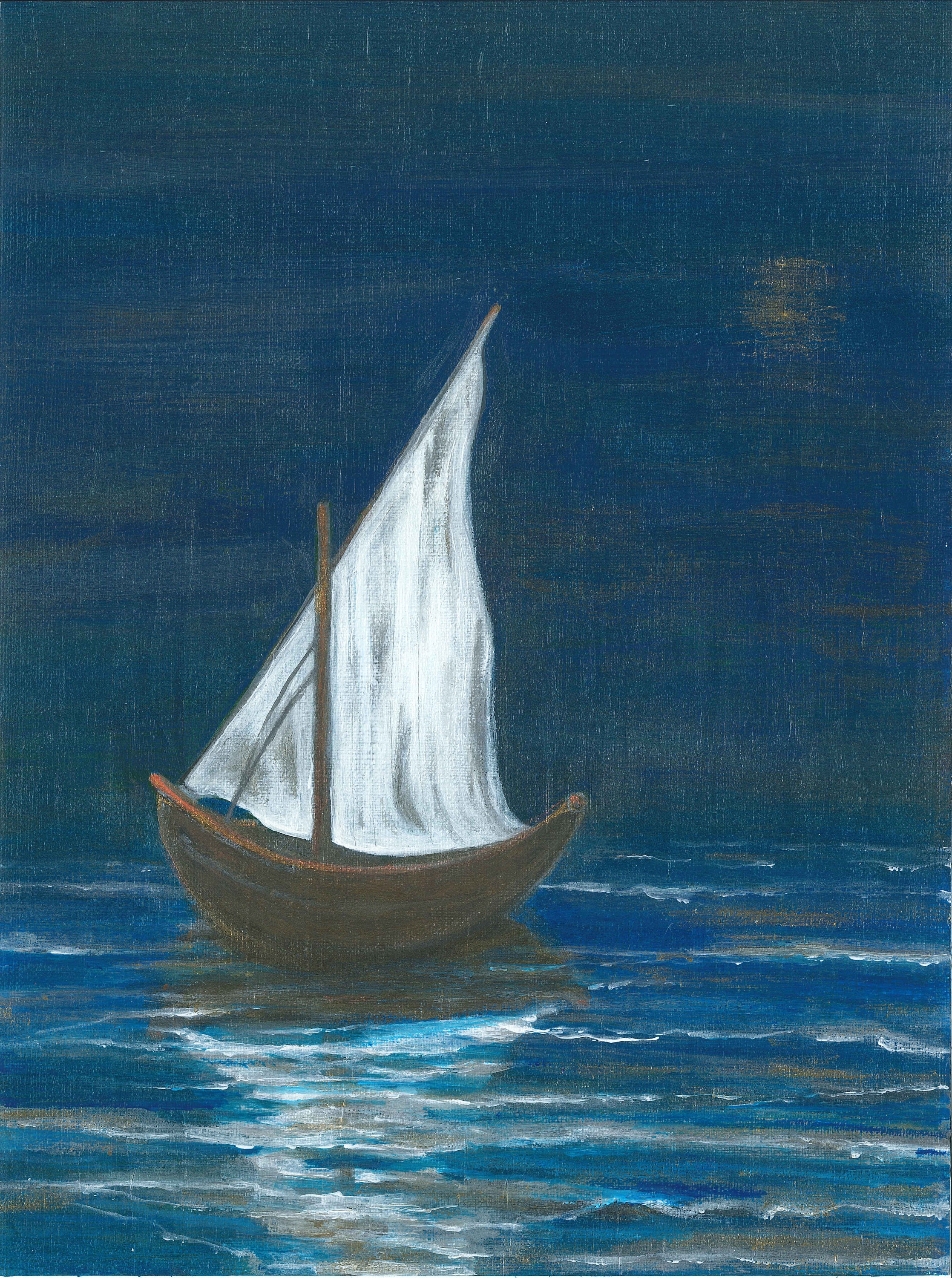 Night Boat (original Acrylic Painting, Acrylic Painting, Nautical, Sea ...