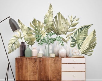 Tropical Wall Decal, Green Leaves Wall Stickers, Peel and Stick ...