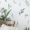 Watercolor Flower Greenery Wall Decals Nature Sticker Boho Nursery ...