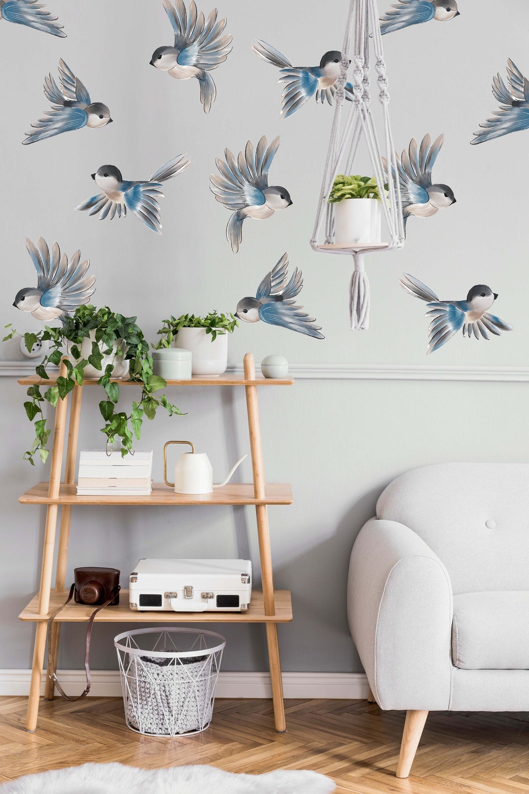 Blue Gray Birds Wall Decals Stickers, LF258 - Etsy