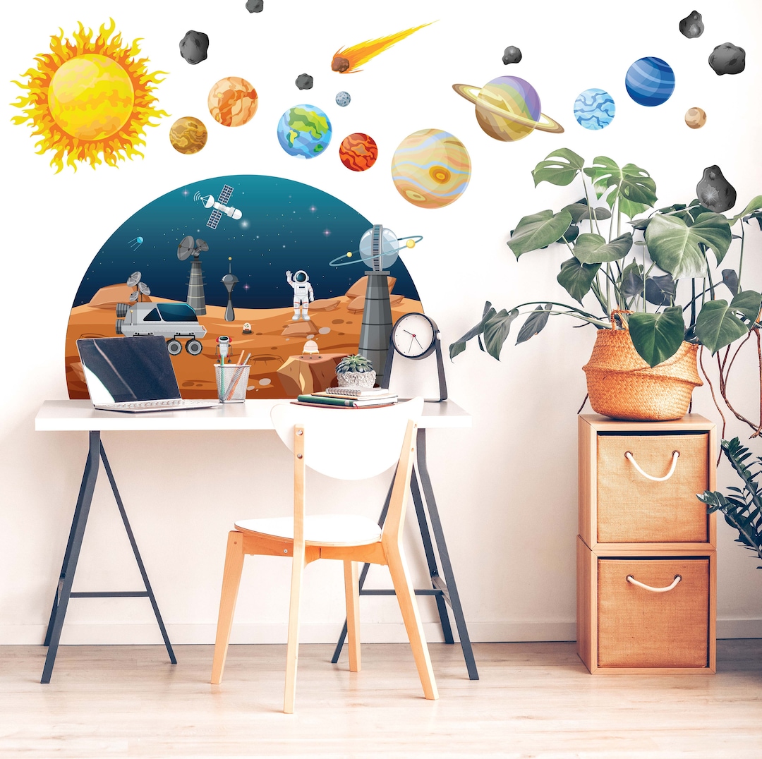 Solar System Wall Decals - Removable Space Planets Stickers for Nursery ...
