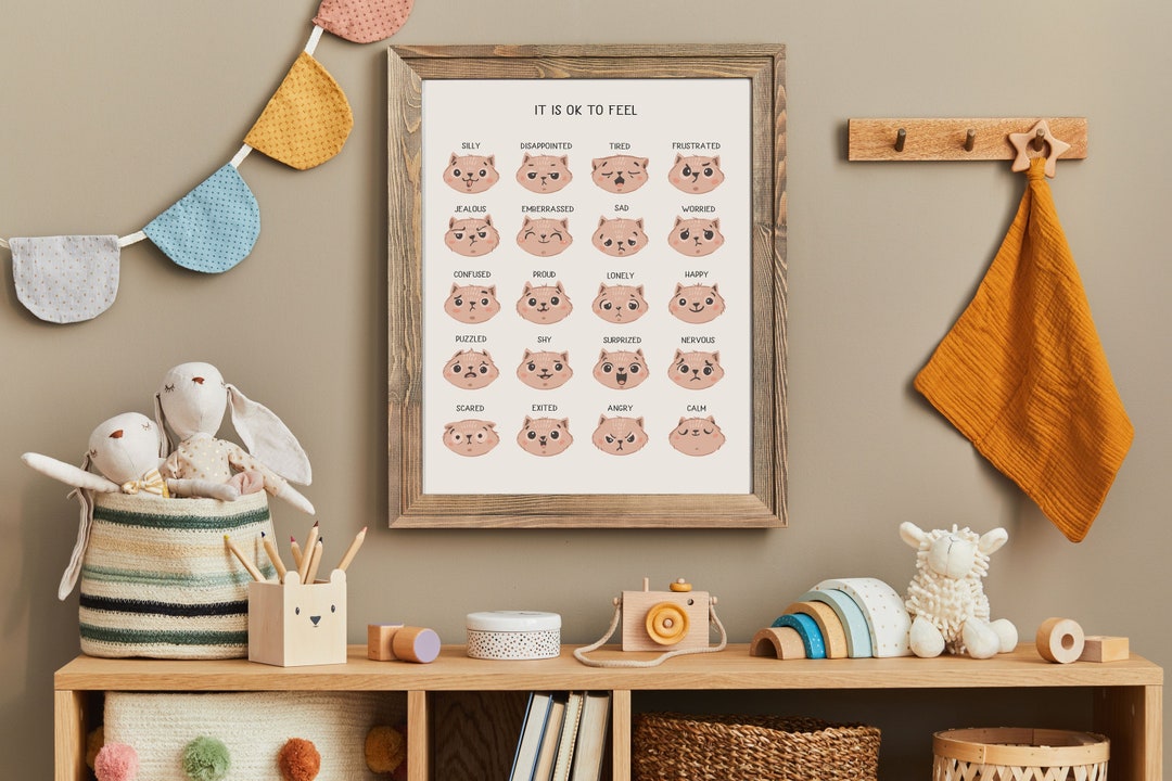 Feelings Poster Emotions Chart Print Montessori Homeschool Classroom ...