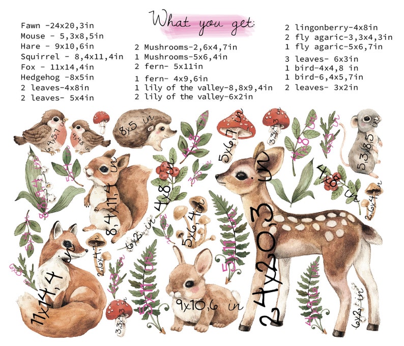 Woodland Animals Wall Decals Forest Stickers Cottagecore - Etsy