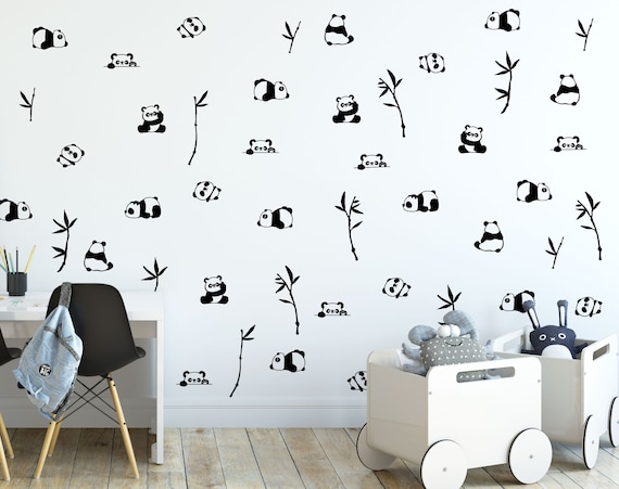 Panda Wall Decal Bamboo Tree Nursery Stickers LF148 | Etsy
