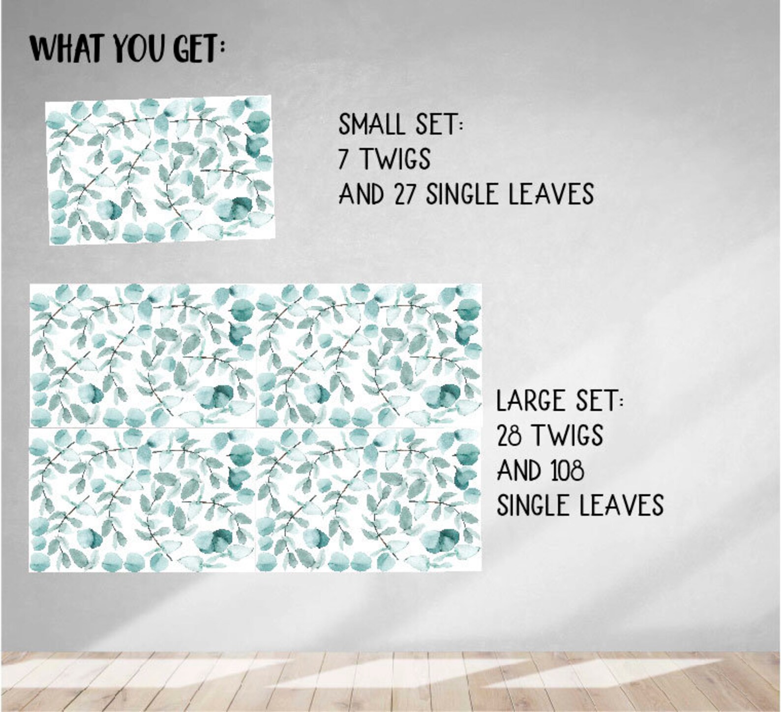 Eucalyptus Wall Decals Greenery Watercolor Sticker Leaves Room - Etsy