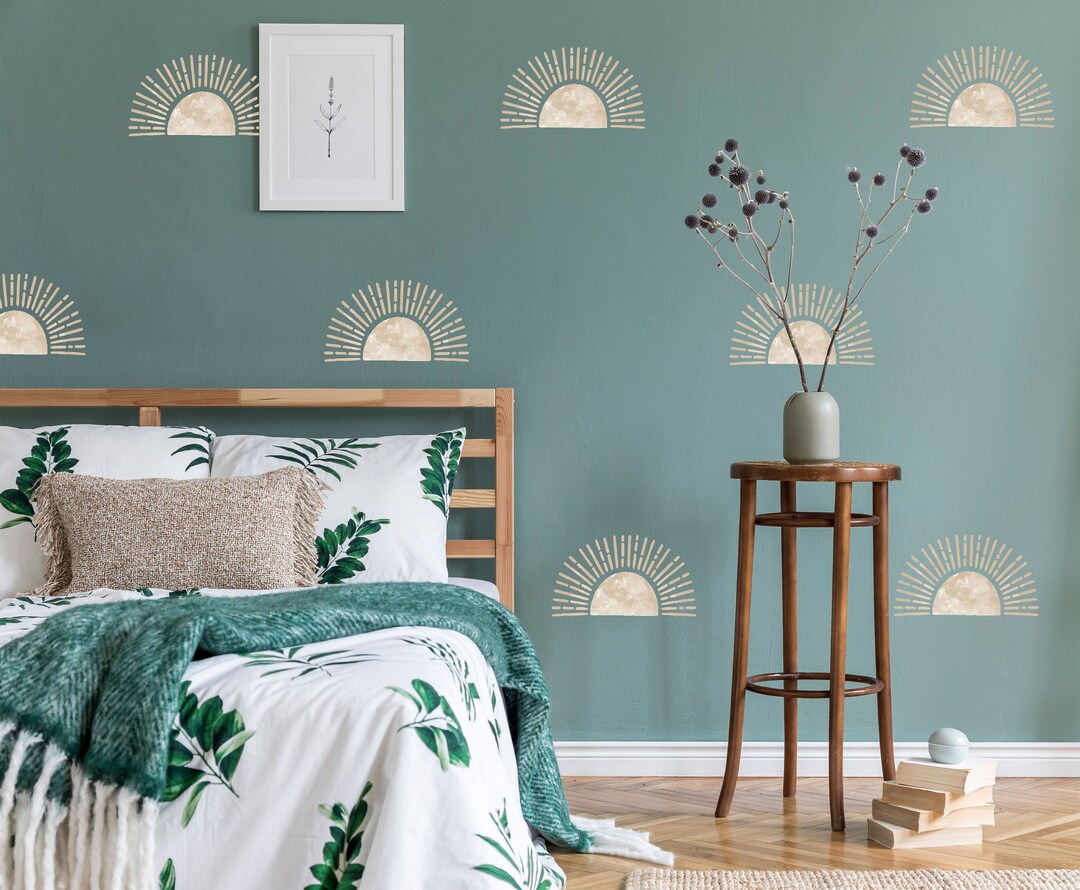 Sun Wall Decals Sun Rays Stars Stickers Boho Nursery Decor Magic Kids ...