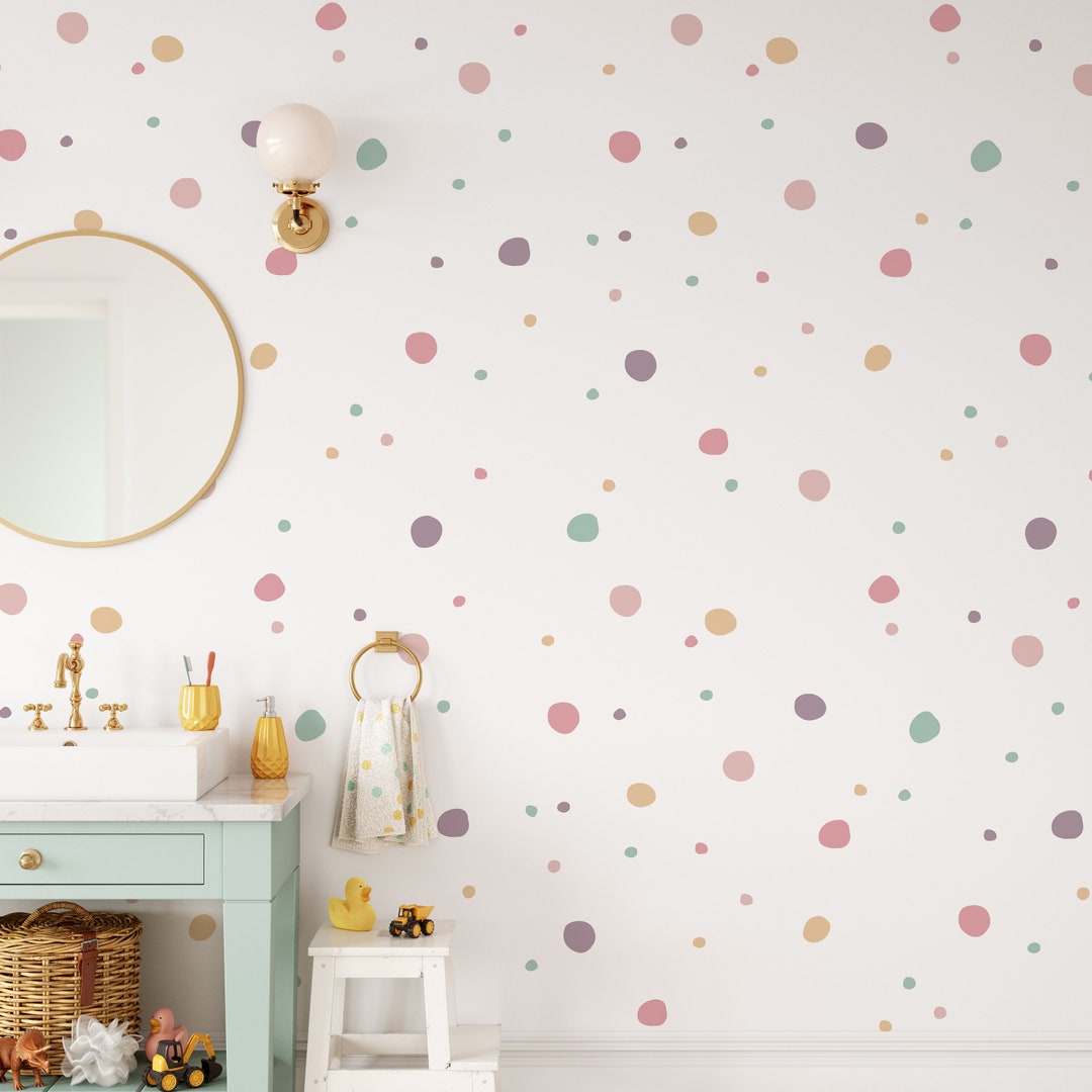 Polka Dot Wall Decals Set, Custom Color Vinyl Dots, Boho Peel and Stick ...