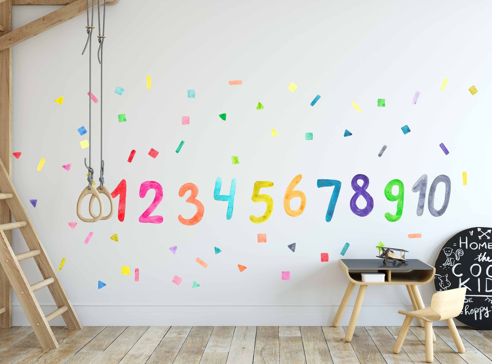 Rainbow Numbers Wall Decals Kids Room Decor Sprinkle Polka Dots Learn ...
