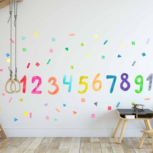 Rainbow Numbers Wall Decals Kids Room Decor Sprinkle Polka Dots Learn ...