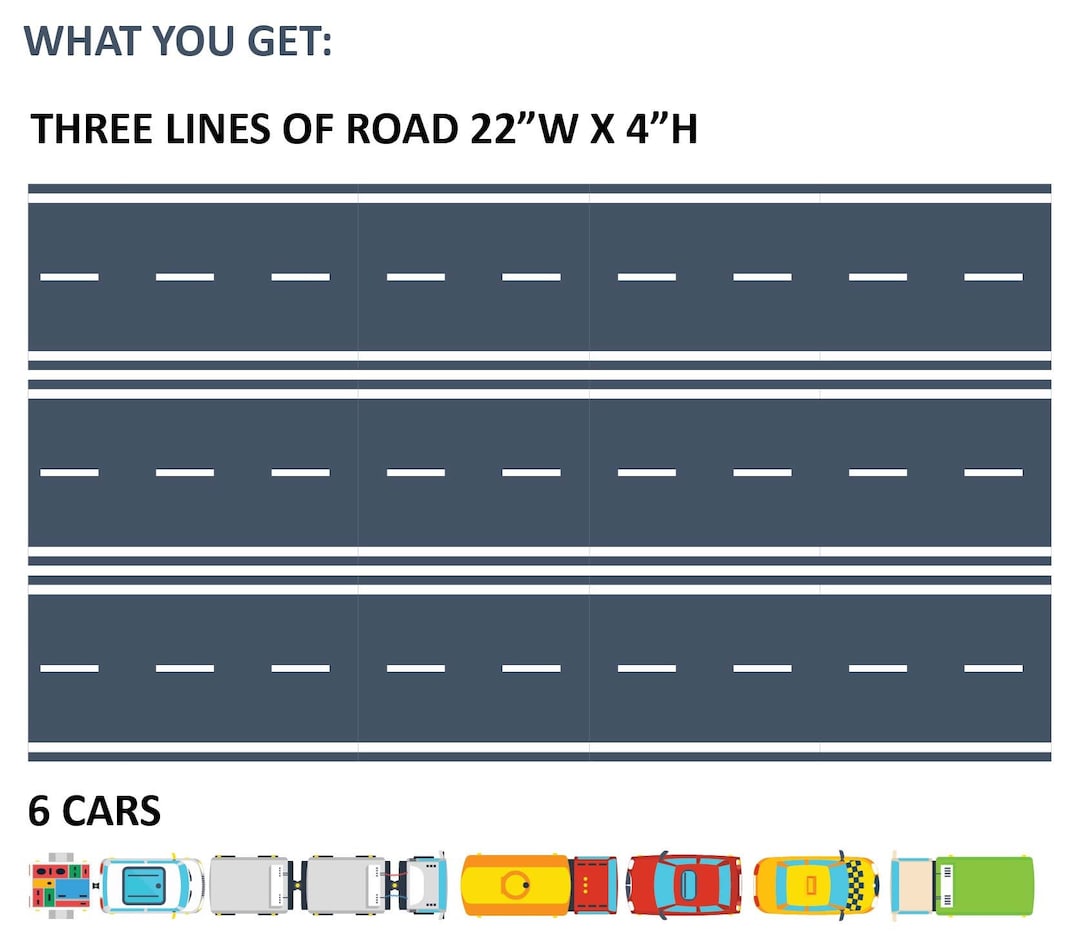 Road Border Wall Decals Reusable Peel and Stick Cars Stickers, LF299 - Etsy