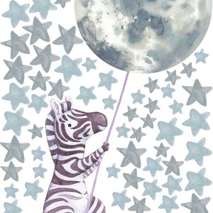 Zebra Wall Decal Moon and Stars Stickers, LF032 - Etsy
