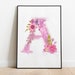 Watercolor Pink Alphabet Clipart Flowers Letters Instant - Etsy