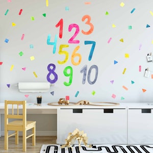 Rainbow Numbers Wall Decals Kids Room Decor Sprinkle Polka Dots Learn ...