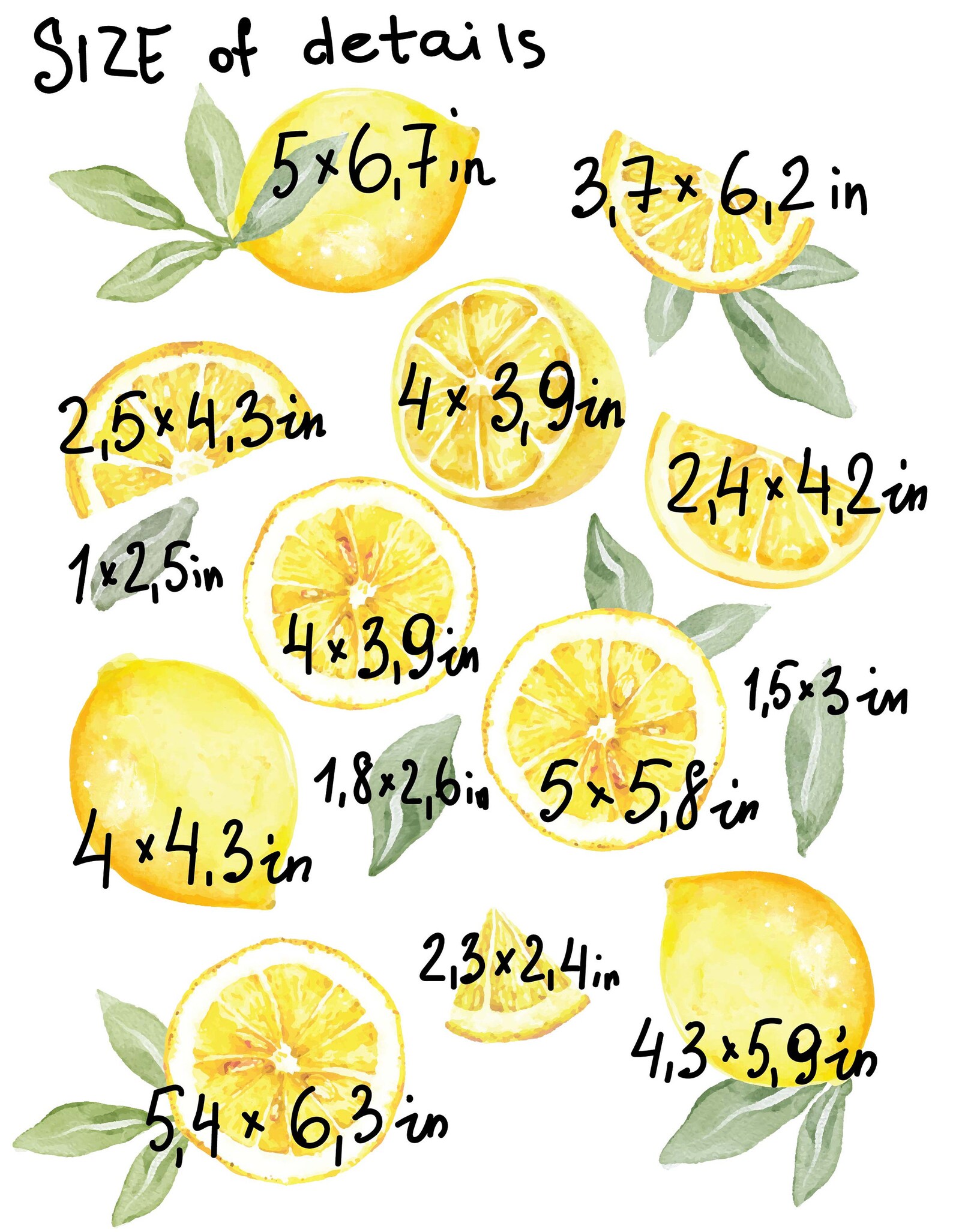 Lemon Wall Decals Watercolor Orange Stickers LF036 - Etsy