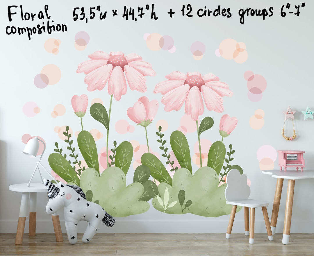 Watercolor Flowers Wall Decals, Wildflowers Floral Stickers for Nursery ...