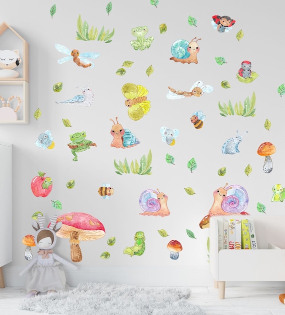 Bugs Wall Decals Butterfly Dragonfly Slug Snail Firefly Frog - Etsy