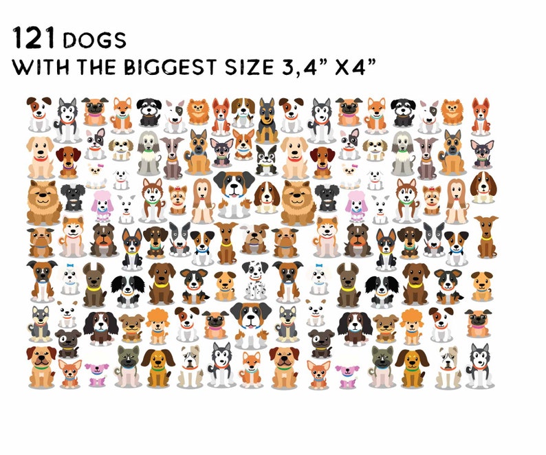 Dog Decals Cute Puppy Nursery Wall Sticker Different Dog Breeds, LF445 ...