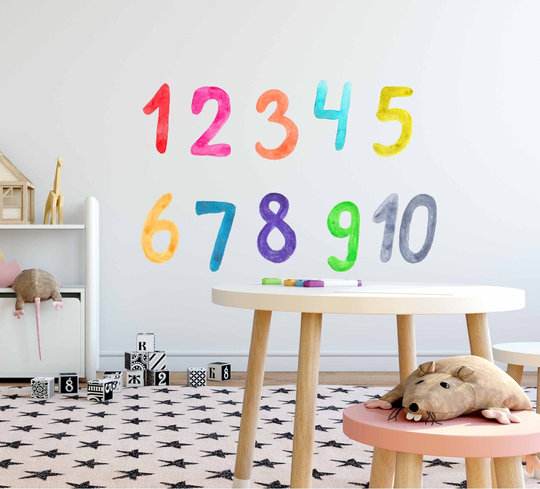 Rainbow Numbers Wall Decals Kids Room Decor Sprinkle Polka Dots Learn ...