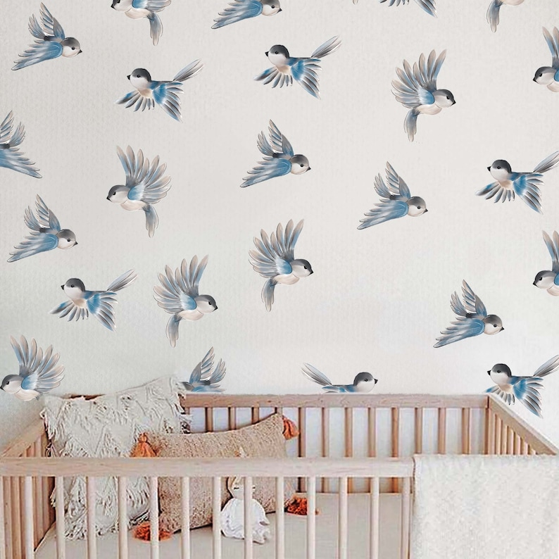 Blue Gray Birds Wall Decals Stickers, LF258 - Etsy