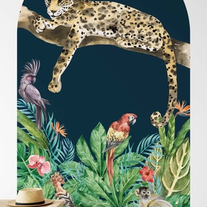 Boho Arch Cheetah Cat Wall Decal Tropical Flowers Stickers, LKL0070 - Etsy